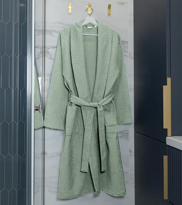 Halat de baie gofrat verde deschis